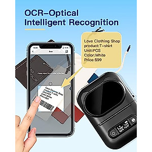NELKO P110 Label Makers, Portable Bluetooth Thermal Label Printer, Label Maker Machine with Tape for Address, Home, Office, Organization, Compatible with Android & iOS System, with 1 Roll Label, Black