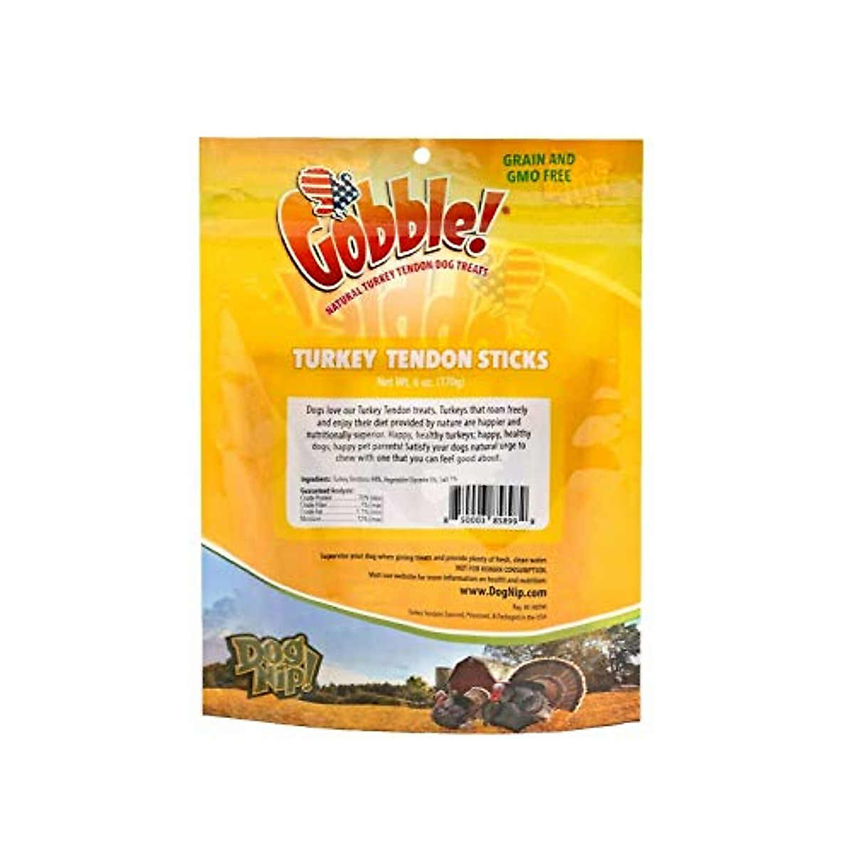 Gobble! 6-Inch Turkey Tendon for Dogs, Made in USA, 6 oz. (170g) Reseal Value Bags, All-Natural Hypoallergenic Dog Chew Treat |Sourced, Processed & Packaged in The USA | (Sticks (22-25 Pieces))