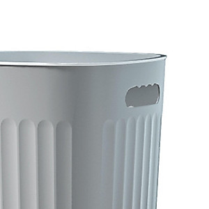 Garbage Bin Trash Wastebasket Small Trash Can Wastebasket Large Capacity Vertical Stripes Portable Handle Uncovered PP Trash Bin Wastebasket for Kitchen Living(Large 43x43cm/16.92x16.92in-Quiet Grey)