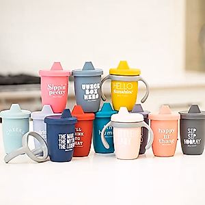 BELLA TUNNO Happy Sippy Cup – Transition Sippy Cups for Baby 6 Months and Older, Baby and Toddler Sippy Cups with Removable Handles and Non-Toxic, BPA Free Silicone, I'll Drink to That, 8 oz