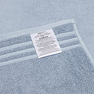 Amazon Basics Cotton Bath Towel Set, Made with 30% Recycled Cotton Content - 6-Piece, Blue