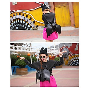 Rullar Punk Women Backpack Victorian Wings PU Daypack Rucksack Purse Gothic Lace Shoulder Bag Black