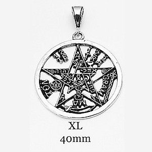 Blue Apple Co. Pentagram Pendant Tetragrammaton Charm Solid Oxidize Design 925 Sterling Silver Religious Pagan Star Shape