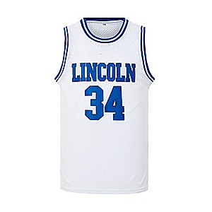 TUEIKGU Jesus Shuttlesworth Basketball Jersey #34 Lincoln High School Basketball Jersey for Men (White, X-Large)