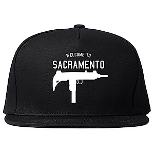Kings Of NY Welcome to Sacramento Uzi Machine Gun California Snapback Hat Cap Black