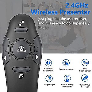 Presentation Clicker for PowerPoint Presentation Remote, RF 2.4GHz Wireless Presenter Remote USB Google Slide Advancer PPT PowerPoint Clicker for Mac, Keynote, Computer, Laptop (Black)