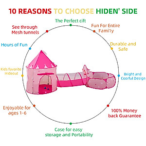 LDTNET 3pc Kids Play Tent for Girls with Ball Pit, Crawl Tunnel, Princess Tents for Toddlers, Baby Space World Playhouse Toys, Boys Indoor& Outdoor Play House, Perfect Kid’s Gifts