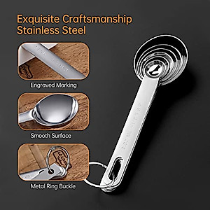 OWOXER Measuring Spoons Set of 7, Premium Heavy Duty 18/8 Stainless Steel Measuring Spoons Cups Set