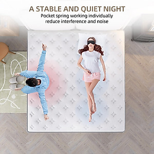 CHEVNI Queen Mattress 14 Inch Pocket Spring Hybrid Mattress, Memory Foam Innerspring Firm Mattress in a Box with Breathable Organic Cotton Cover,CertiPUR-US Certified,Black