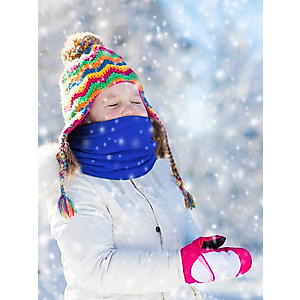 4 Pieces Kids Snood Winter Neck Warmers Fleece Gaiter Windproof Cuellos Cover (Black, Dark Grey, Royal Blue, Navy Blue)