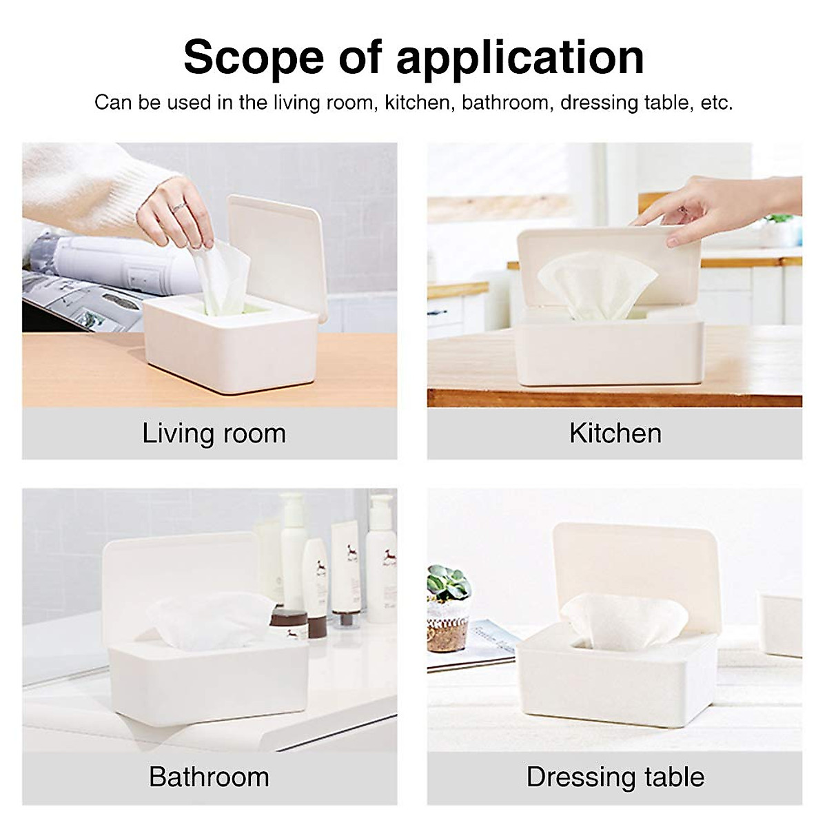 Wipes Dispenser, Baby Wipes Case, Dustproof Moisture-Keeping with Lid, Storage Case Tissues Box Non-Slip Wipe Container with Sealing Design for Home Office(Black)