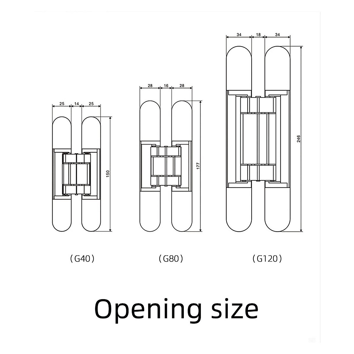 Hinges 40KG/80KG/120KG Hidden Folding Wood Door Heavy Duty Hinge Concealed Furniture Hardware Cabinet Hinge (Color : Black, Size : G80)