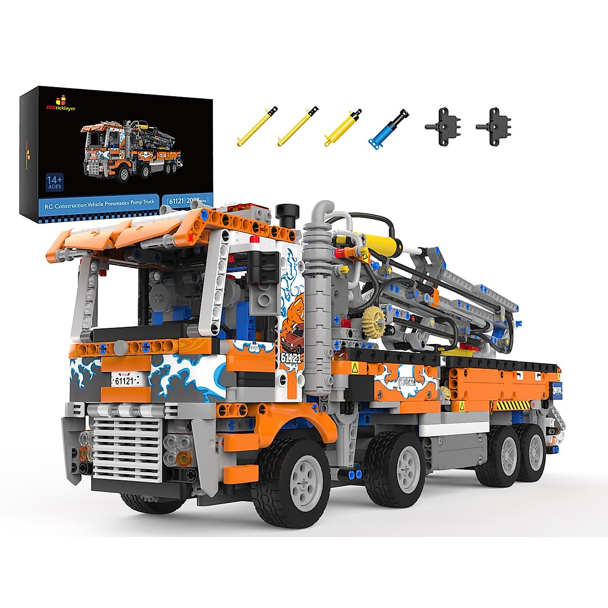 JMBricklayer Technology Pneumatic Concrete Pump Truck Building Set 61121, Heavy-Duty Tow Truck Construction Vehicle Model Toys, Crane Toy Gifts for Adults Teens Boys and Girls
