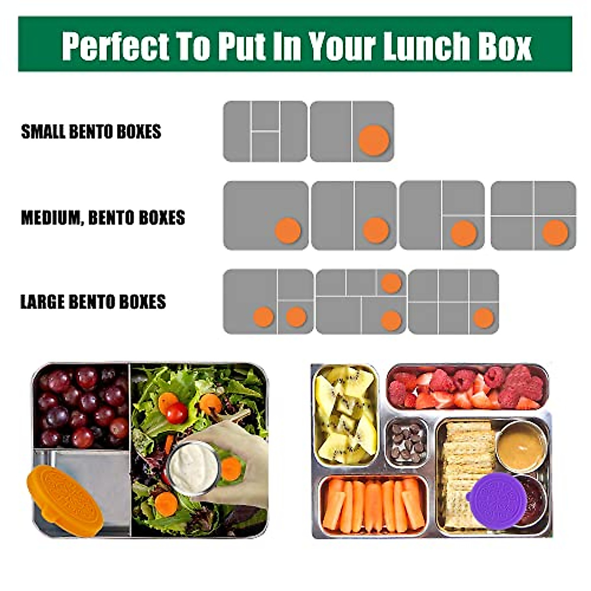 Jeadiuwe Salad Dressing Container To Go 6 x 1.7 oz Set,Reusable Small Stainless Steel Condiments Containers with the silicone Lids，Reusable Leakproof Sauce Containers for Lunch Box Leak Proof