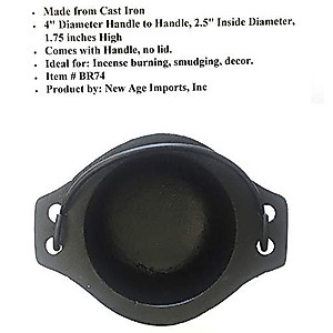 Cast Iron Cauldron w/Handle, Ideal for smudging, Incense Burning, Ritual Purpose, Decoration, Candle Holder, etc. (4" Diameter Handle to Handle, 2.5" Inside Diameter)