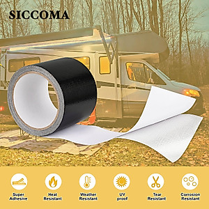 RV Awning Repair Tape Heavy Duty Waterproof Tent Repair Tape for Tarp,Parasol, Canopy, Car and Boat Covers, Underbelly Repair Patch Kit Outdoor UV proof Fabric Repair Tape Black (3 in x24.6ft)