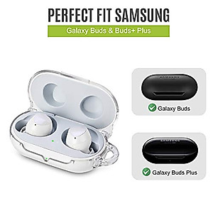 Kconn Polycarbonate Case for Galaxy Buds and Buds+ Plus, no Need Adhesive Case Cover, Hard and Shockproof, Compatible with Samsung Galaxy Buds and Buds Plus 2020 (Clear)