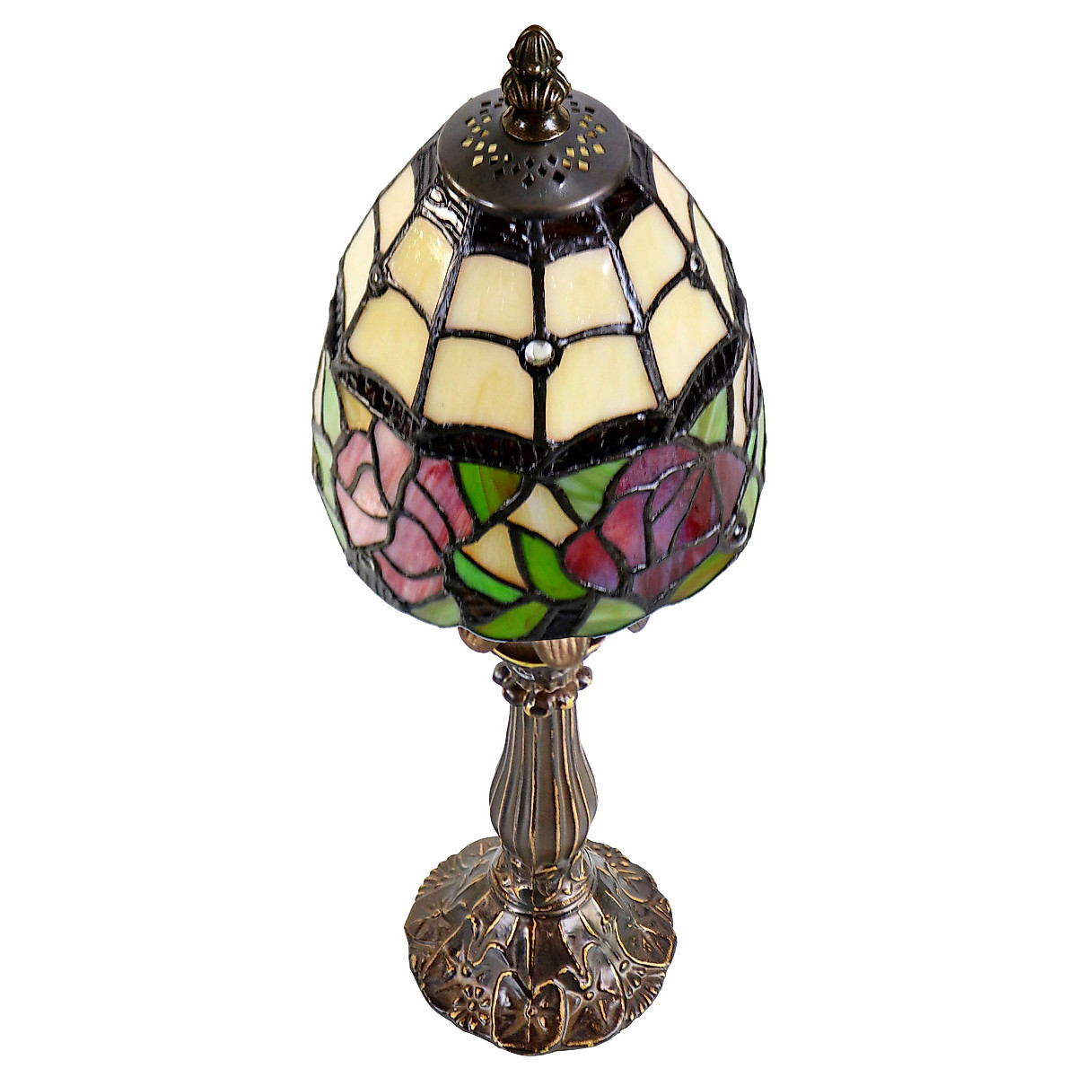 Dale Tiffany TA70711 Enid Table Lamp, Antique Brass and Art Glass Shade, 16.00x5.75x5.75