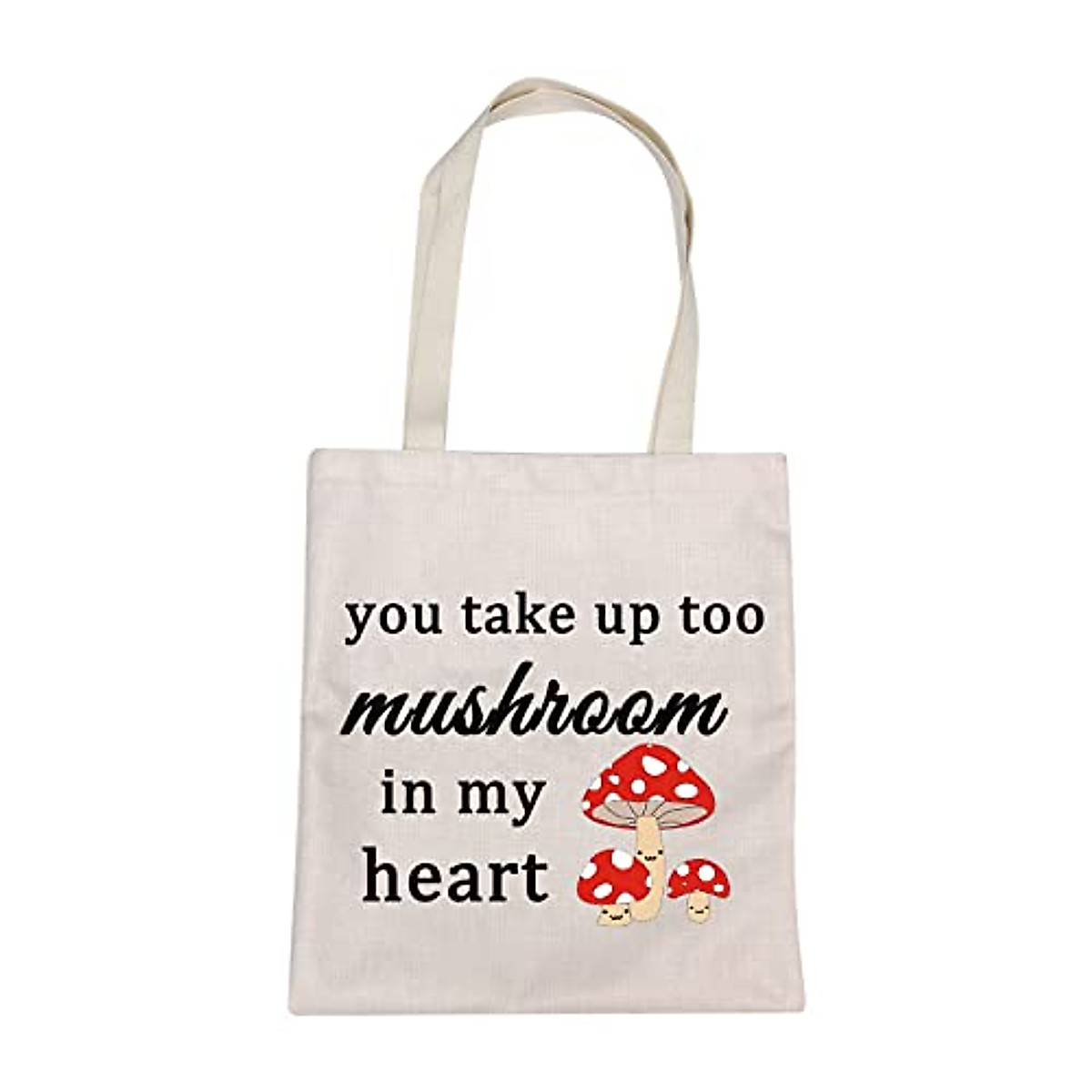 MBMSO Mushroom Canvas Tote Bag You Take up Too Mushroom in My Heart Mushroom Lovers Gifts Shopping Bag Fungi Pun Gifts (Mushroom in my heart TB)