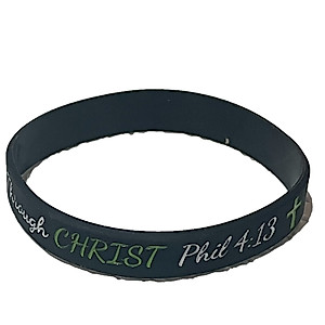 1 Single bracelet - Black I Can Do all Things Through Christ Bracelet Philippians 4 13 Silicone Wrist Band Rubber Christian Bracelets For Men And Women Ink Injected Industrial Strength