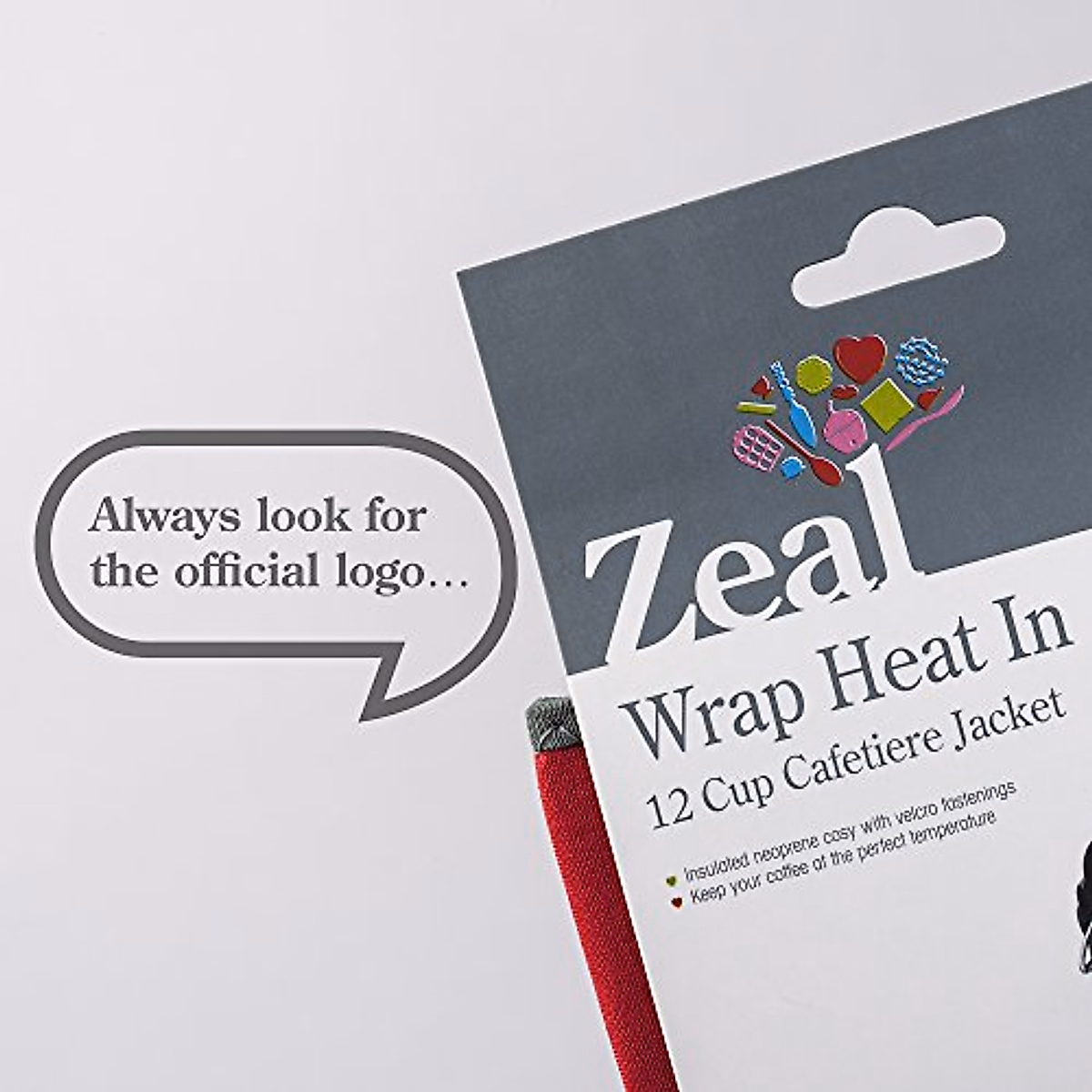 Zeal C125R Insulated Cafetiere Coffee Pot Jacket. Removable with Valcro Fastening. 12 Cup-Red, Neoprene