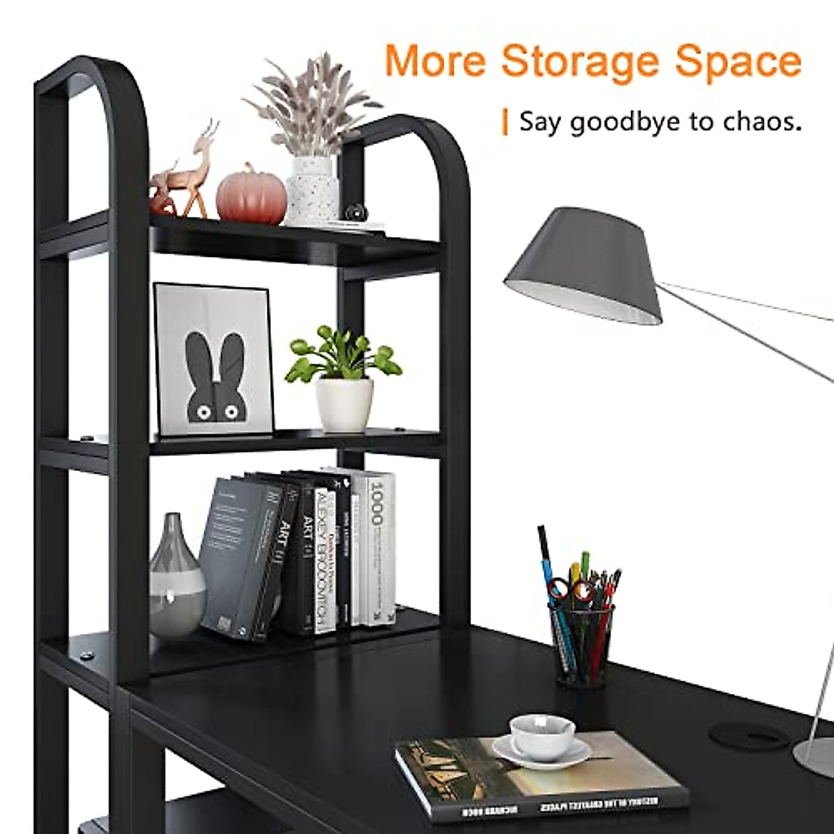 Computer Desk, Home Office Desk with Storage Shelves, 50 inch Study Writing Desk for Home Office, Computer Table Office Table Study Table Study Desk with Shelves, by DYAO, 50.2x19.7x28-55.9 inches