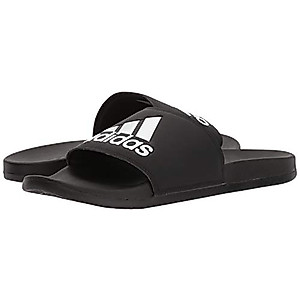 adidas Men's Adilette Comfort Slides Sandal, Black/Black/White, 10