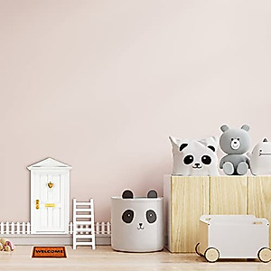 Tooth Fairy Door Kit Mini Wooden Tooth Fairy Door with Accessories Fairy Tale Education Learning Toy for Girls Dollhouse Fairy Garden Decoration DIY Craft Activities (White, Red, God, Brown)