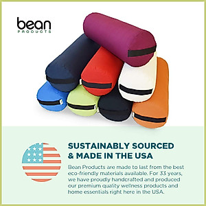 Bean Products Yoga Bolster - Handcrafted In The USA With Eco Friendly Materials - Studio Grade Support Cushion That Elevates Your Practice & Lasts Longer - Rectangle, Cotton Navy