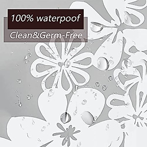 TIKABC Frosted Flower Shower Curtain Liner, 5G PEVA Shower Liner, Non-Toxic Odor Free Plastic Waterproof Shower Curtains, 72x72 inch with Grommet Holes 3 Magnetic Weights