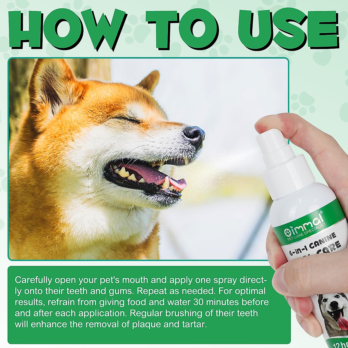 Oral Care Spray for Dogs, Pet Breath Dental Care Spray with Natural Ingredients, Dog Breath Freshener for Bad Breath, Plaque and Tartar, Pet Health Supplies Teeth Treatment Spray - 5.1 Fl Oz / 150ml