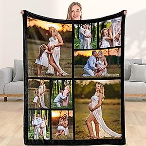 DIYKST Personalized Fleece Throw Pictures Blanket for Family Friends Pets Custom Blankets with 1-9 Photo Collages for Mother's Father's Day Christmas Birthday as Souvenirs and Unique Gifts(30*40 in)