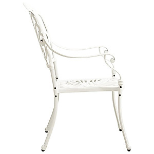 vidaXL Bistro Set 3 Piece, Table and Chair for Balcony, Bistro Table for Yard Park, Outdoor Furniture, Industrial Style, Cast Aluminum White