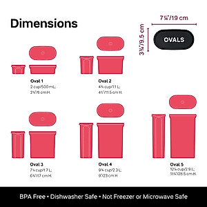 Tupperware Brand Modular Mates Oval Set - 5 Dry Food Storage Containers with Lids (2 Cup, 4¾ Cup, 7¼ Cup, 9¾ Cup & 12¼ Cup Sizes) - Airtight, Dishwasher Safe & BPA Free