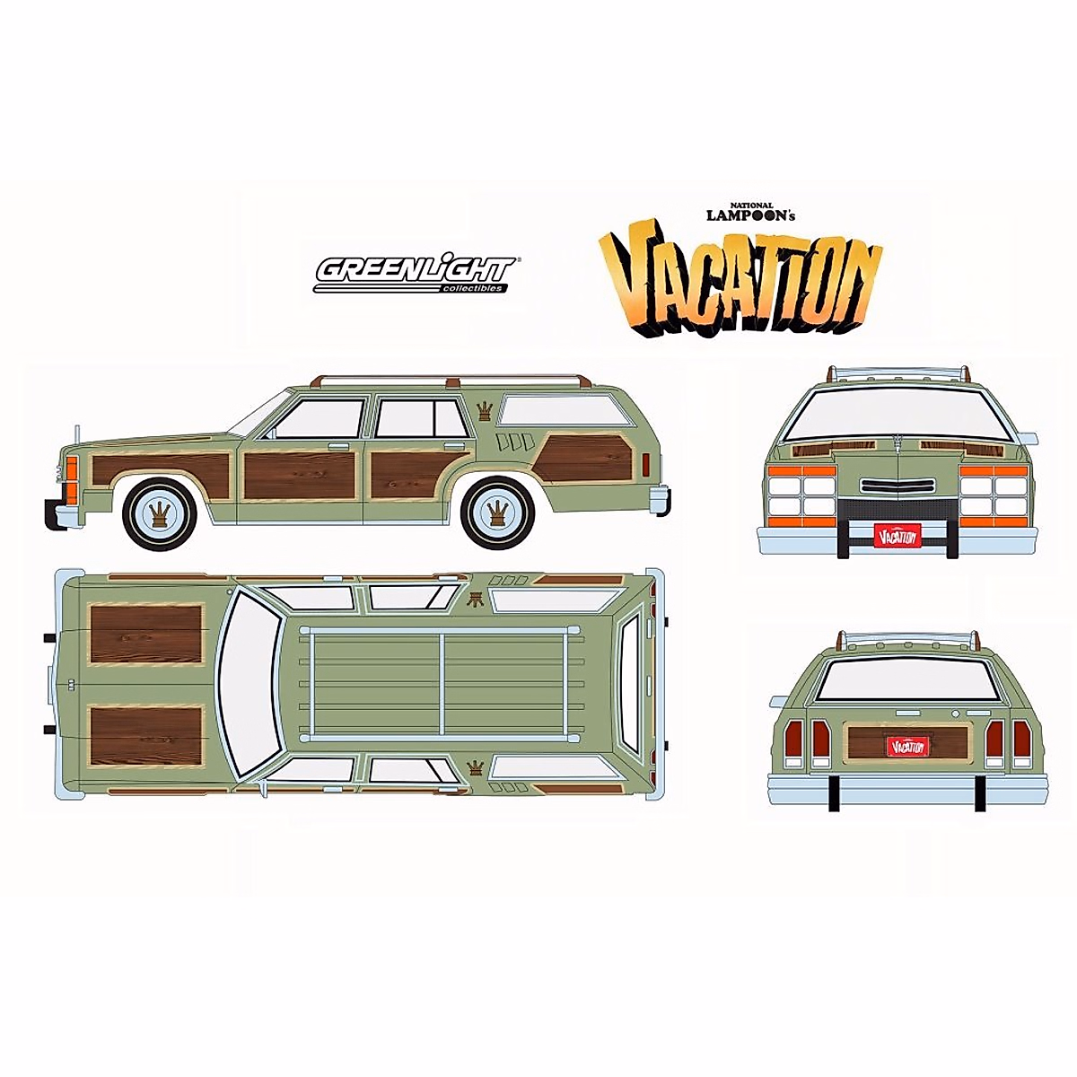 Greenlight National Lampoon's Vacation Family Truckster Wagon Queen 19013 - 1/18 Scale Diecast Model Toy Car