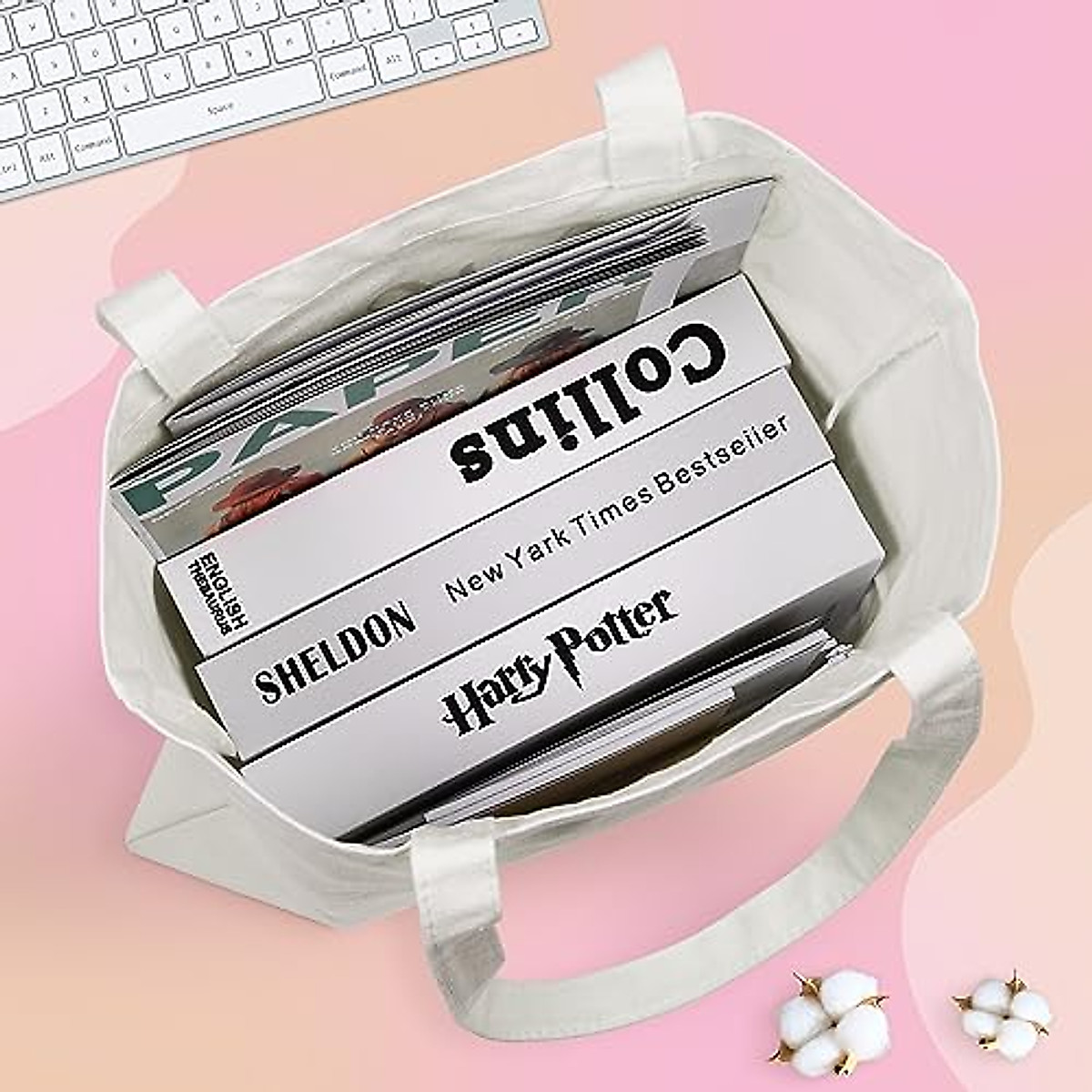 Louise Maelys Canvas Tote Bag for Women Cute Cat Aesthetic Cotton Bags Shopping Beach Reusable Grocery tote bag Makeup Bags