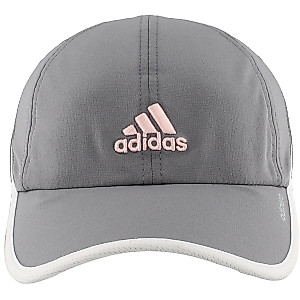 adidas Women's Adizero II Cap, Grey/White/Hawthorne Pink, One Size