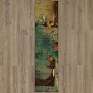 Mohawk Home Aqua Strata Fusion Abstract Area Rug (2'x8')