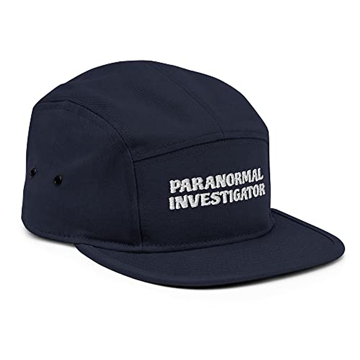Paranormal Investigator Ghost Hunting Spirits Ghost Hunter 5 Panel Camper Hat Baseball Cap Navy Blue