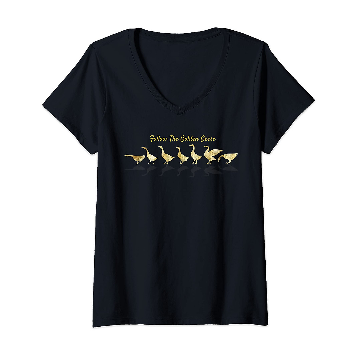 Womens Follow The Golden Geese V-Neck T-Shirt