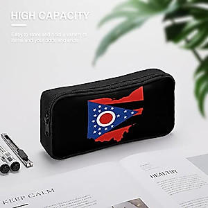 Flag of The Ohio State Flag Pencil Case Stationery Pen Pouch Portable Makeup Storage Bag Organizer Gift