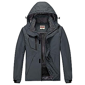 WULFUL Men's Waterproof Ski Jacket Warm Winter Snow Coat Mountain Windbreaker Hooded Raincoat