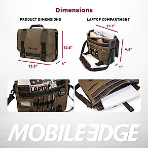 Mobile Edge ECO Laptop Messenger Bag for Men and Women, Fits Up To 14 Inch Widescreen PCs, Compatible with MacBook Pro 15 Inch, Travel Computer Bag, Olive Green, MEUME9