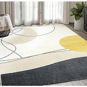 Abani Deco Collection Area Rug -Cream/Grey Modern Artistic Design -7'9" x 10'2" - Easy to Clean - Durable for Kids and Pets - Non-Shedding - Medium Pile - Soft Feel - for Living Room, Bedroom & Office