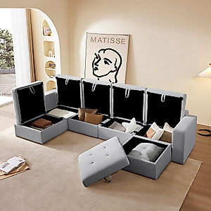 Convertible Modular Sectional Sofa Set Tufted Couch with Chaise and Storage for Living Room, Office, Large Spaces