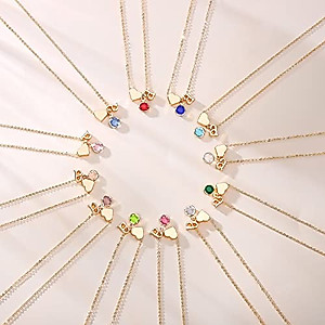 Ursilver Heart Initial Necklaces for Women, 14K Gold Plated Heart Initial E Necklace Dainty Heart Initial Topaz Pendant Birthstone Necklace April Birthstone Jewelry Necklaces for Women