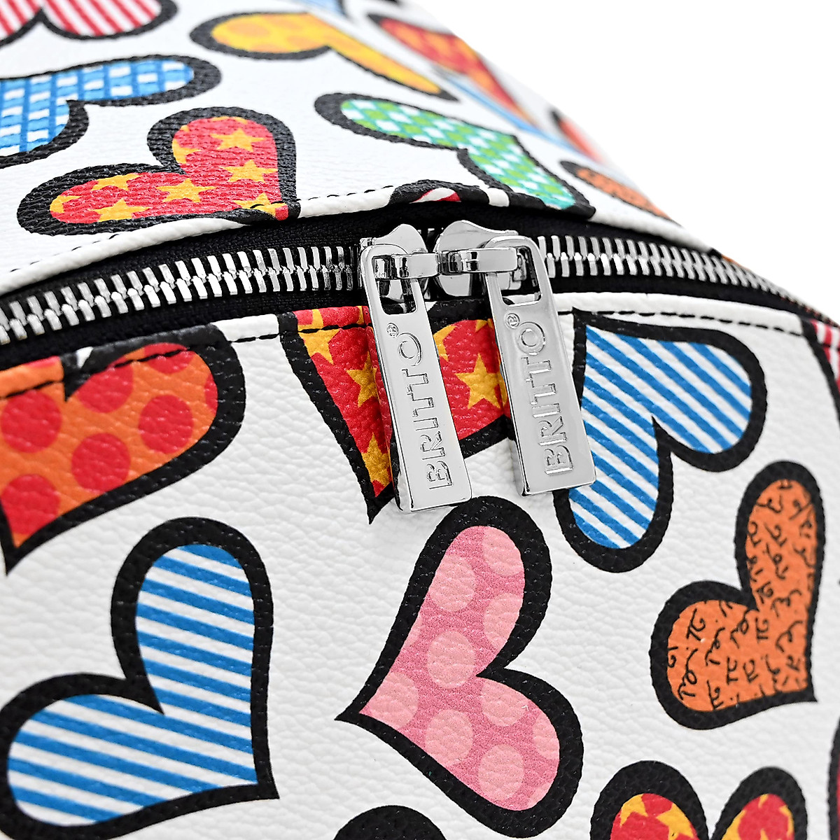 BRITTO Romero Vegan Leather Large Backpack, Hearts