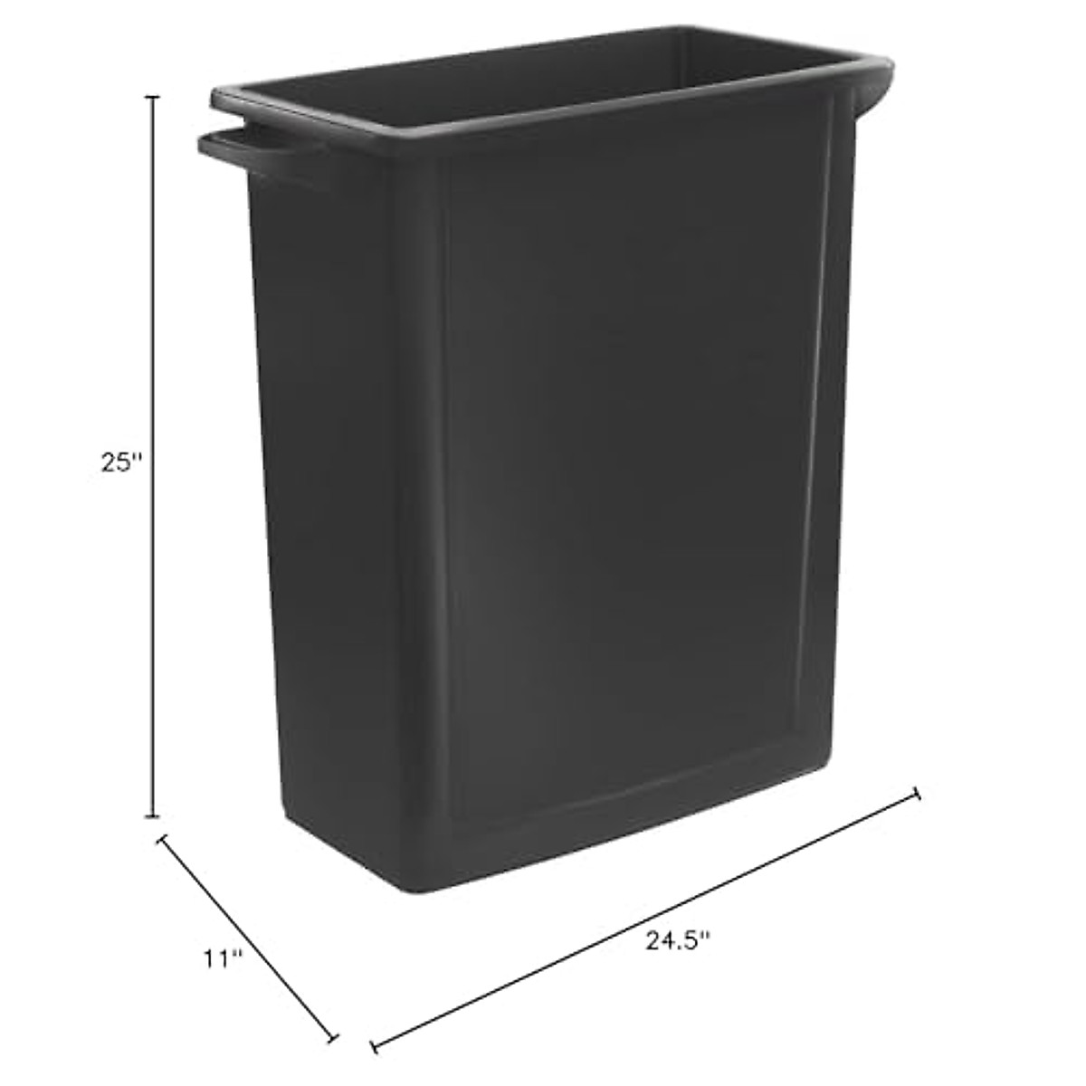 SunSierra 16 Gallon Slim Rectangular Trash Can, Recycle Bin, Plastic Trash Can, Garbage Can, Commercial Trash Can, Indoor Trash Can, Perfect for Kitchen, Restaurant, Office - Black