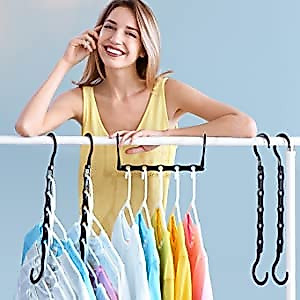 HOUSE DAY Space Saving Hangers10 Pack and Plastic Hangers 60pack, Save More Than 80% of Your Closet Space