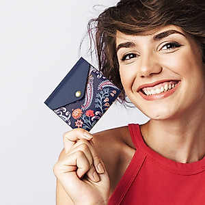 Rose Lake Wallet for Women (5 Pack) RFID Blocking Credit Card Holder Zipper Coin Purse (Multi Flower-5 Pcs)